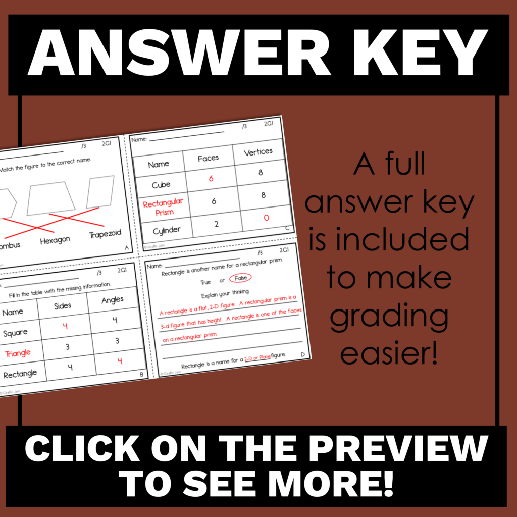 2nd Grade Geometry Exit Tickets | 2nd Grade Math Exit Slips Assessments ...