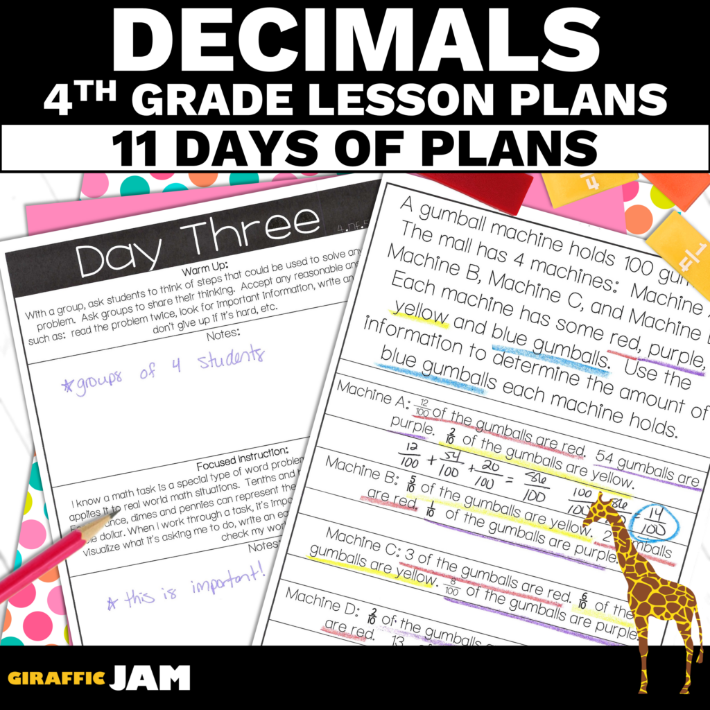 4th Grade Math Decimal Lesson Plans to Teach Your Fraction Unit ...