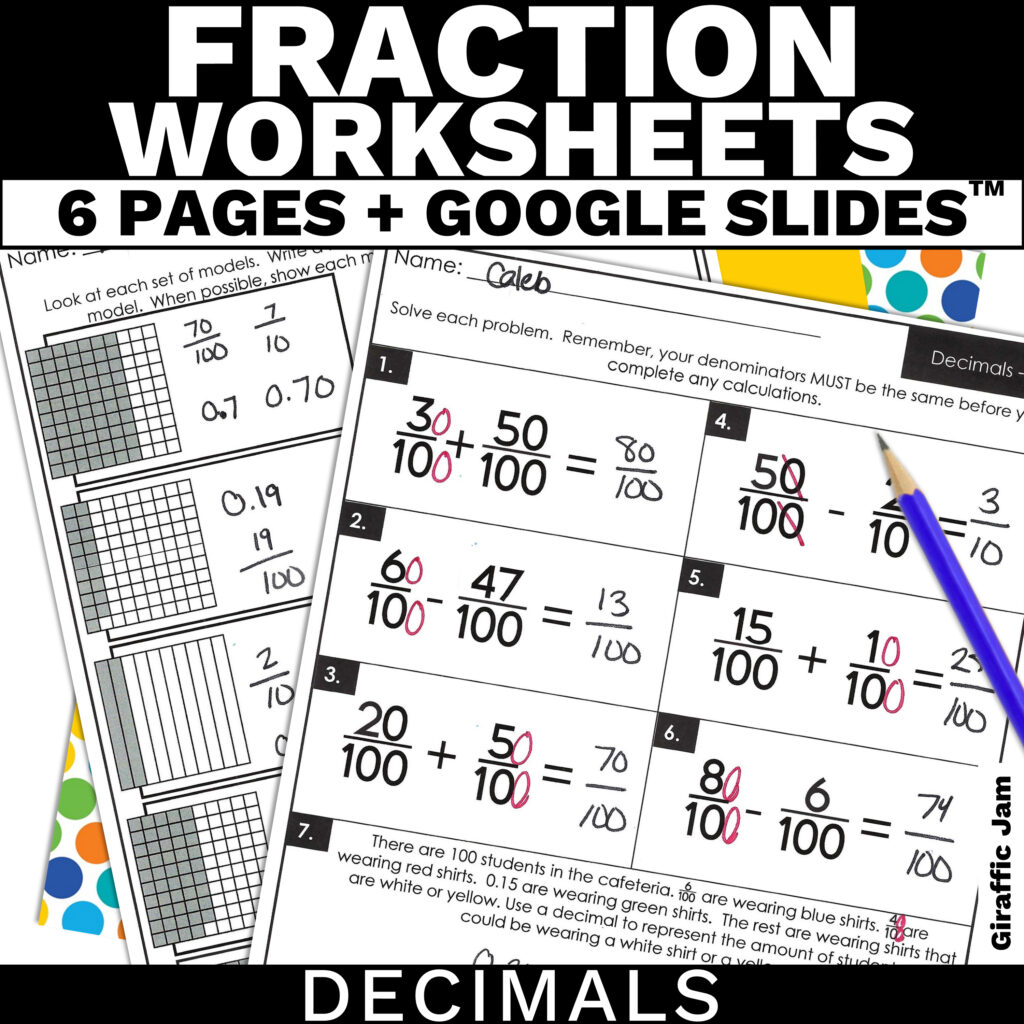 Decimal Worksheets for 4th Grade Math with Digital Google Slides ...