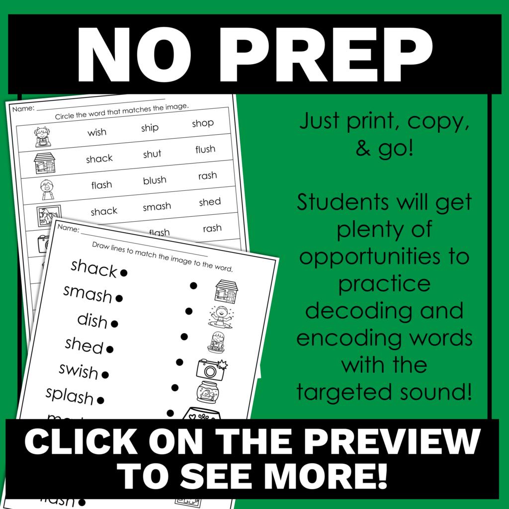 Decodable Phonics Worksheets Short Vowel SH Digraphs Phonics Practice ...