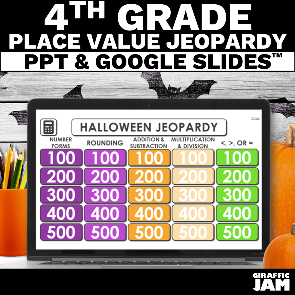 4th Grade Place Value Math Review Game Halloween Math Review Jeopardy ...