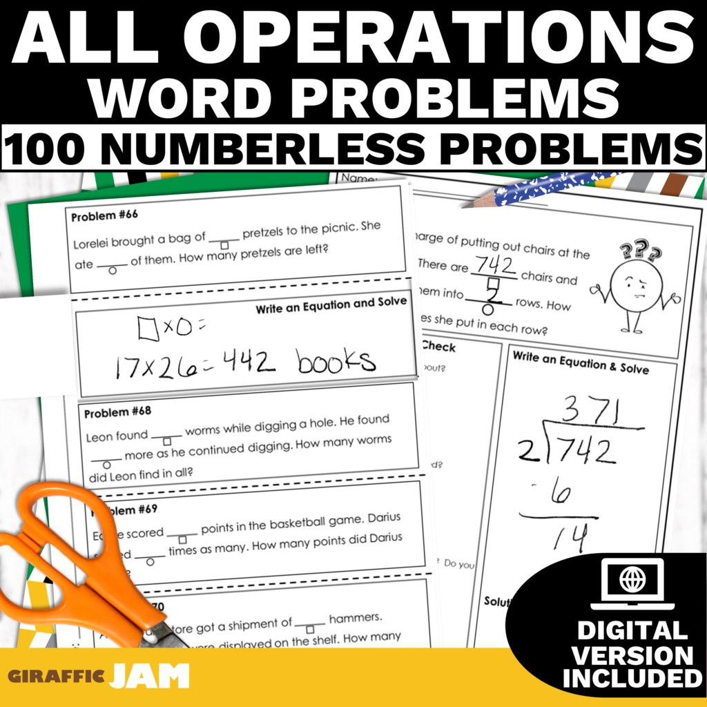 Numberless All Operations Word Problem Bundle Learn to Solve Word ...