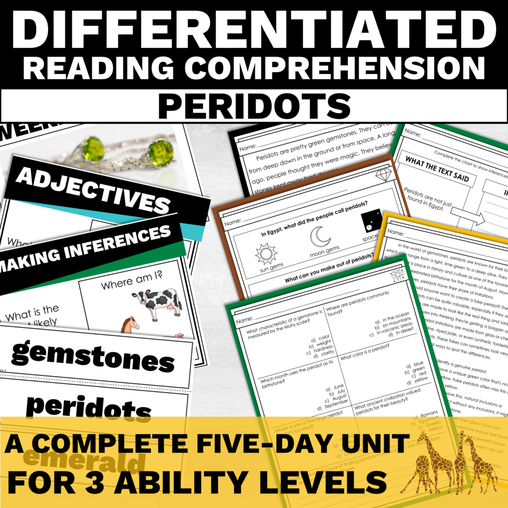Peridots Differentiated Reading Comprehension Passages and Questions ...